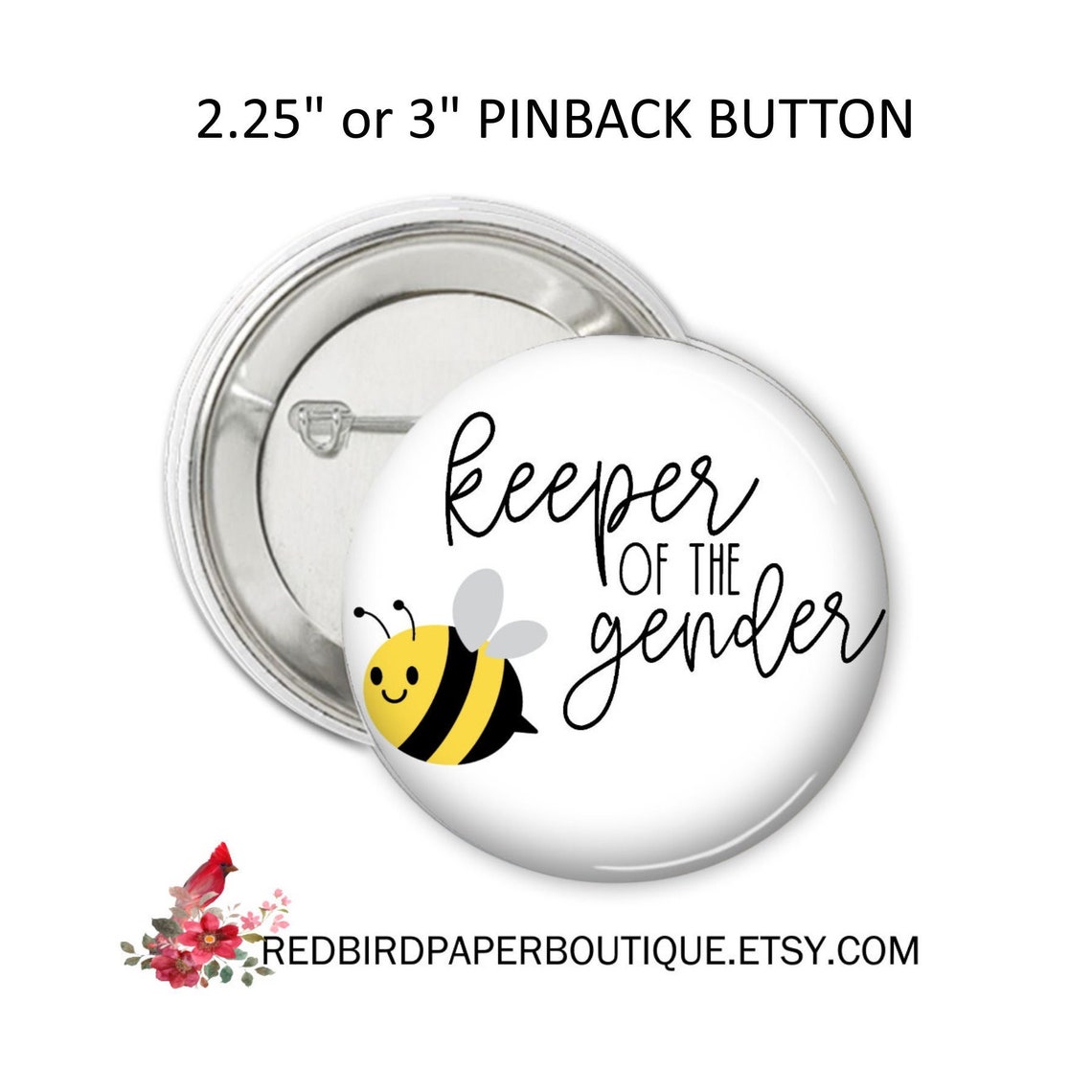 Keeper of the Gender Party Pin, Gender Reveal Party Pin, Bumble Bee ...
