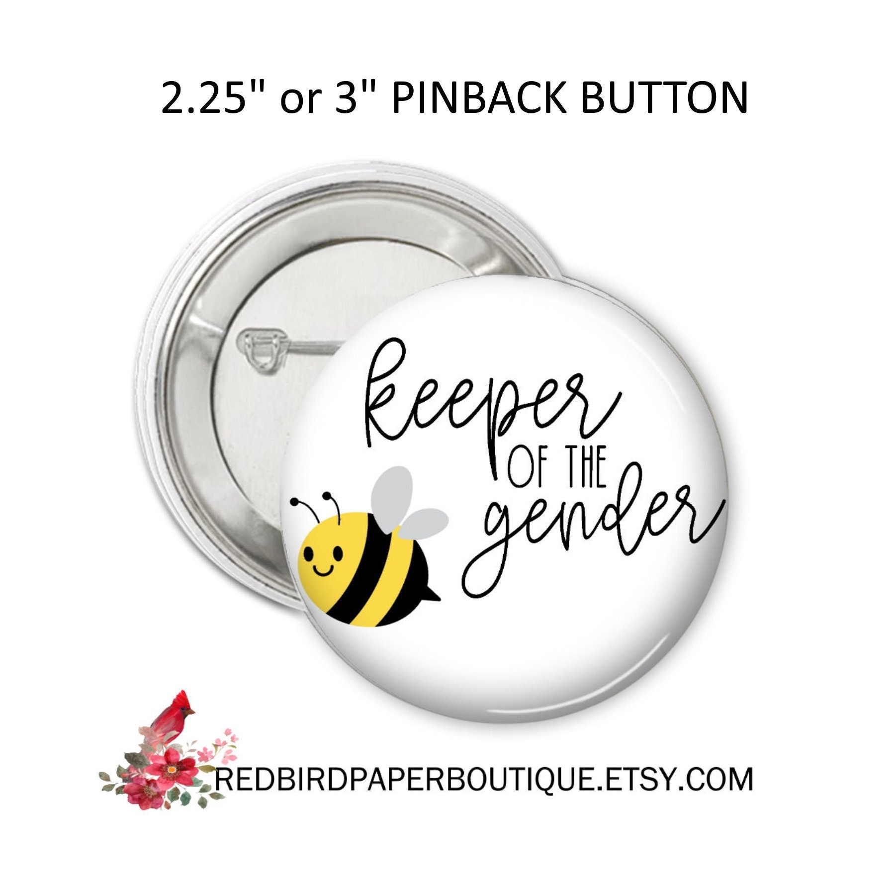 Keeper of the Gender Party Pin, Gender Reveal Party Pin, Bumble Bee ...