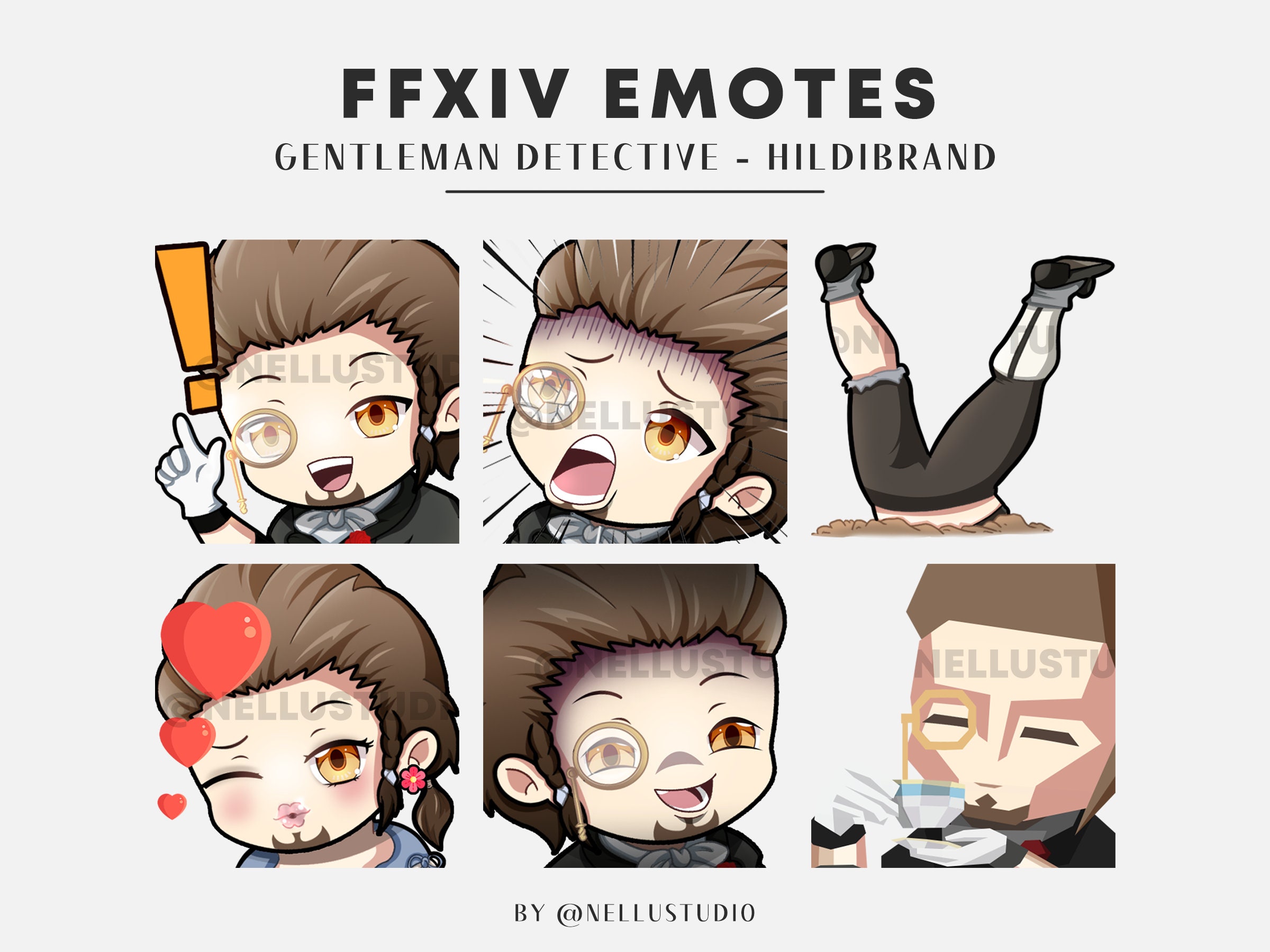 Ffxiv Gentleman Detective Hildibrand Emote Pack Etsy