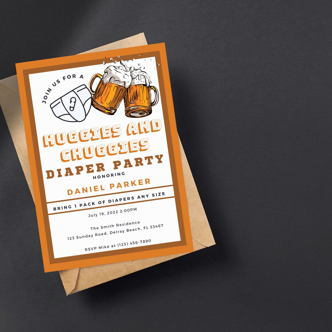 Diaper Party Invitation Template: Huggies and Chuggies (digital ...