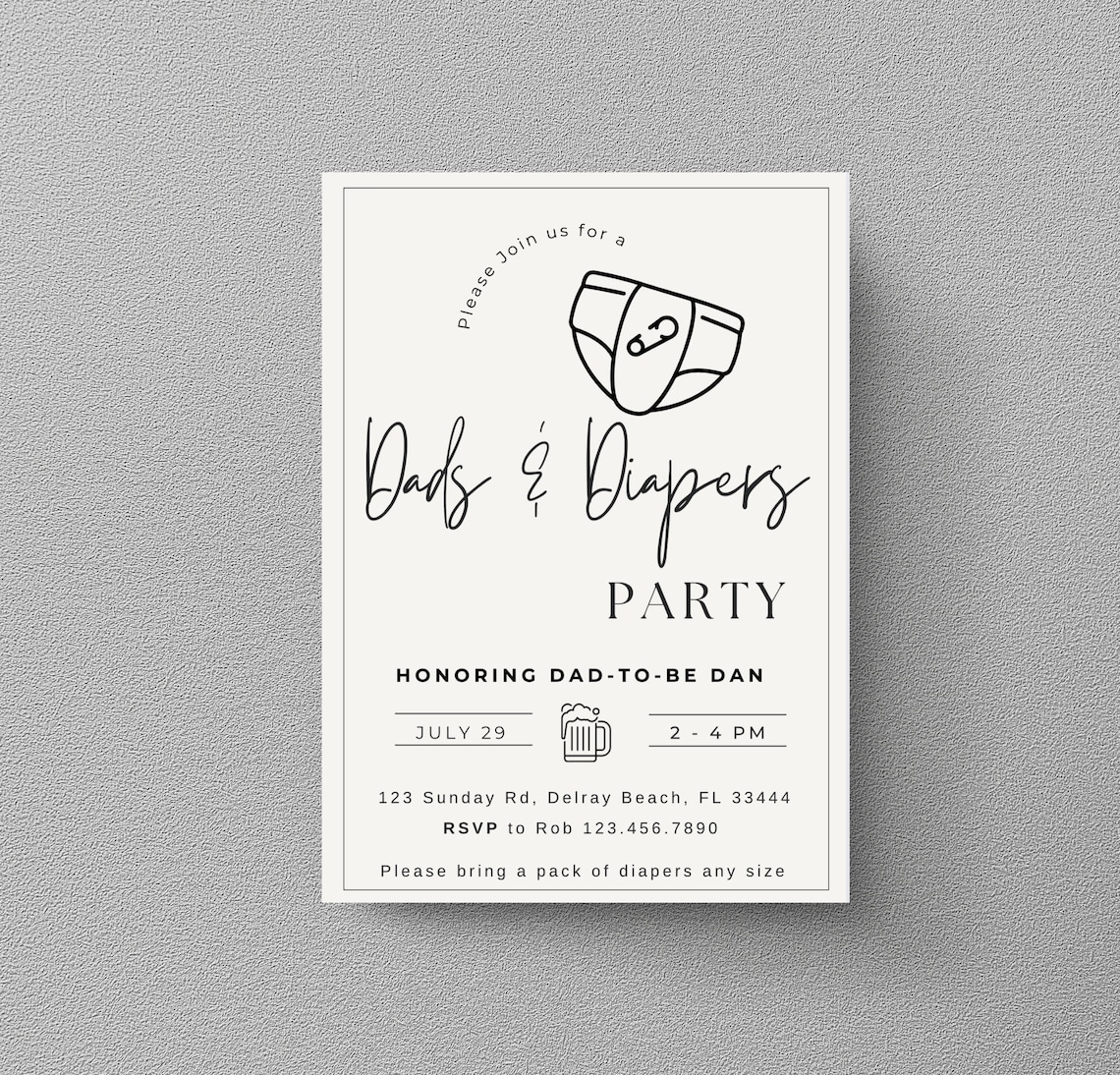 Diaper Party Invitation Template | Dadchlor Party | Dad's Baby Shower ...