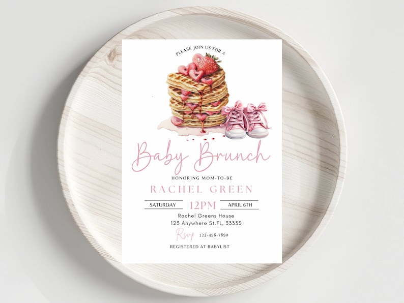 Baby Brunch Invitation, Pancakes and Pampers Sprinkle, Editable ...
