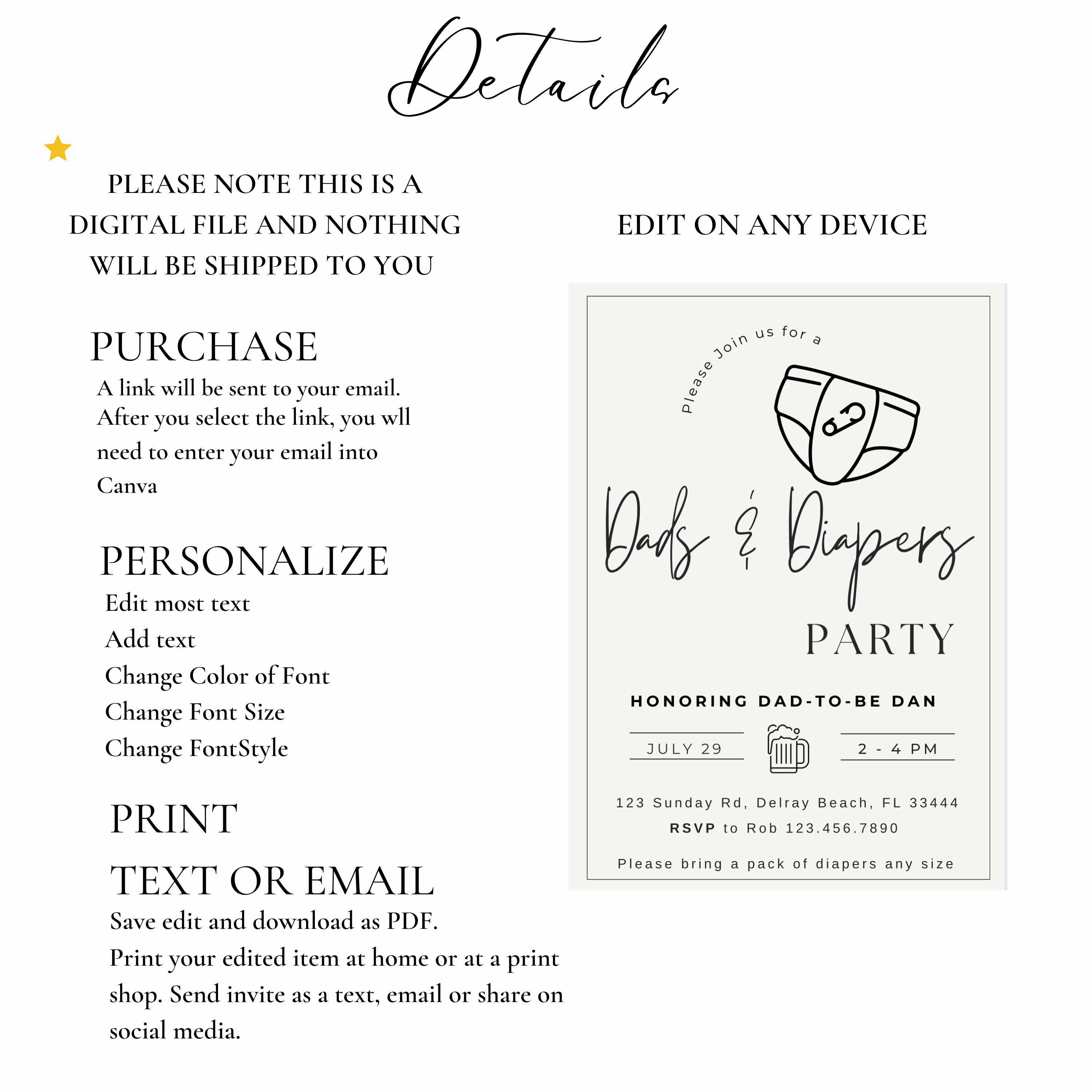 Diaper Party Invitation Template | Dadchlor Party | Dad's Baby Shower ...