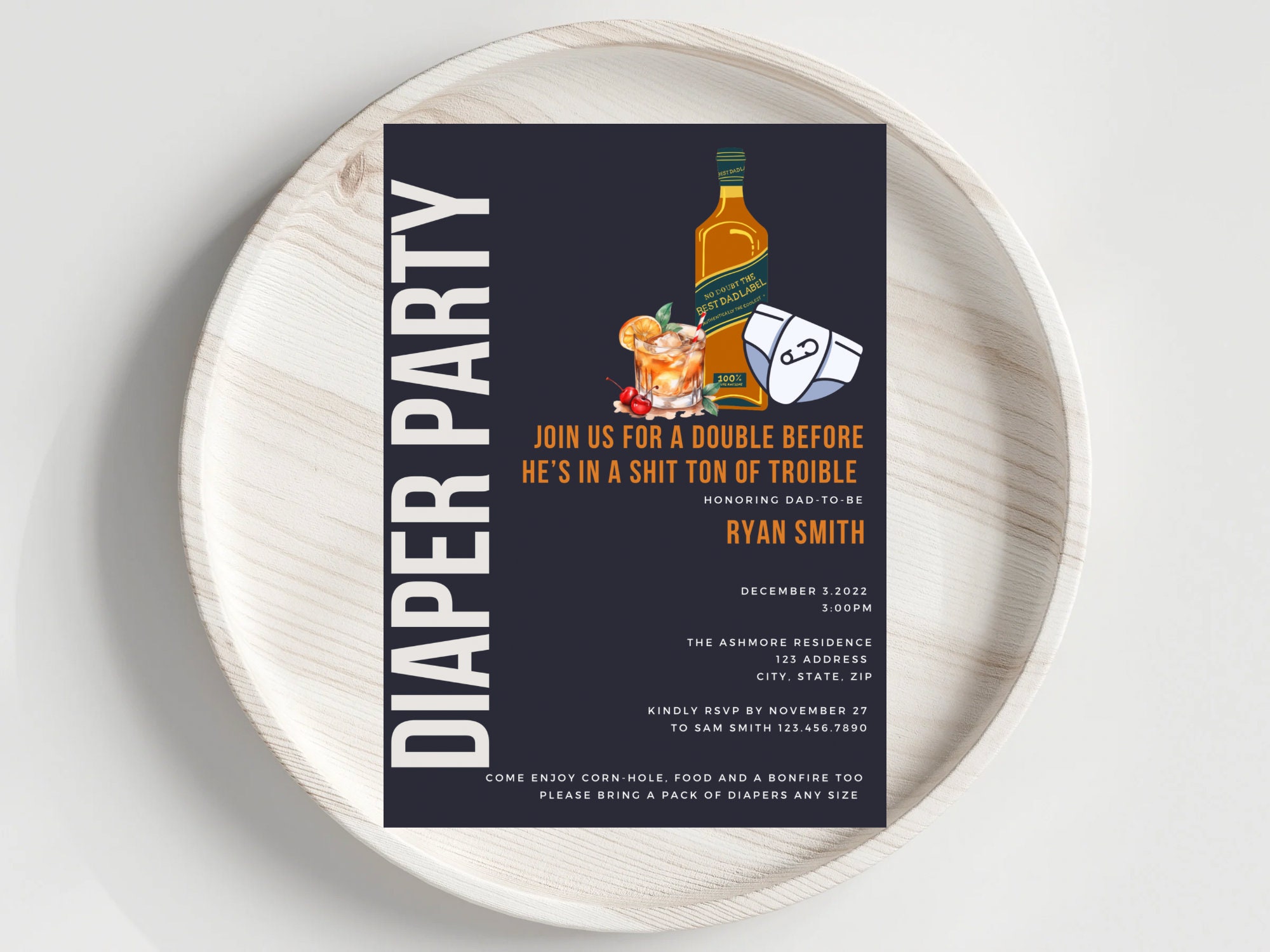 Diaper Party Invitation: Brews, Crew, Diapers (editable Download) - Etsy