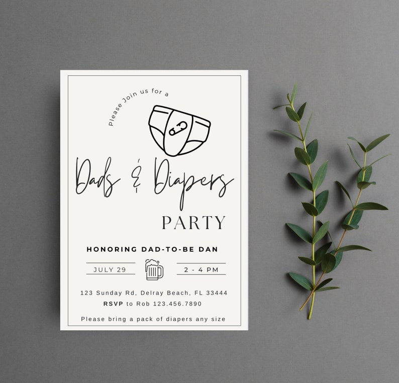 Dad's Diaper Party Invitation Template: Brews & Crew (digital Download ...