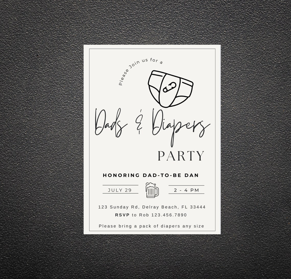 Diaper Party Invitation Template | Dadchlor Party | Dad's Baby Shower ...