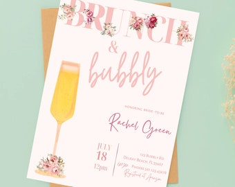 Editable Brunch Invitation Backyard Party Brunch and Bubbly Babes Who ...