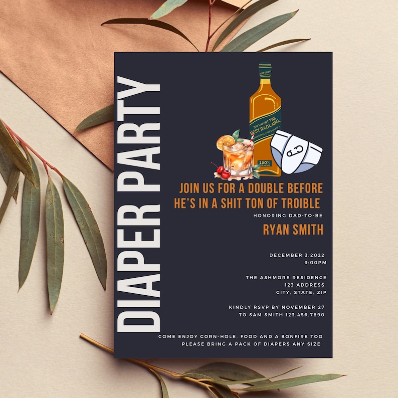 Diaper Party Invitation | Diaper Sprinkle | Baby Shower | Dad's Baby ...