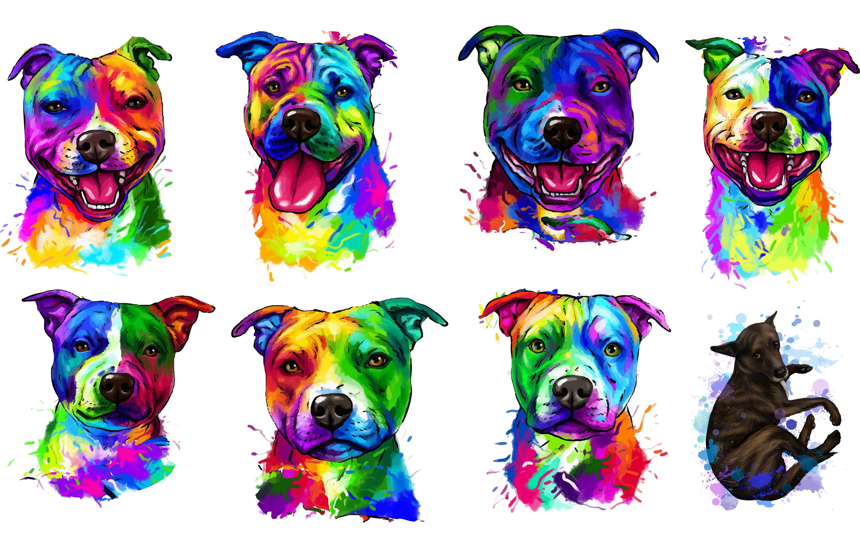 Watercolor Dogs SVG File Colorful Dog Painted Dogs Dog - Etsy
