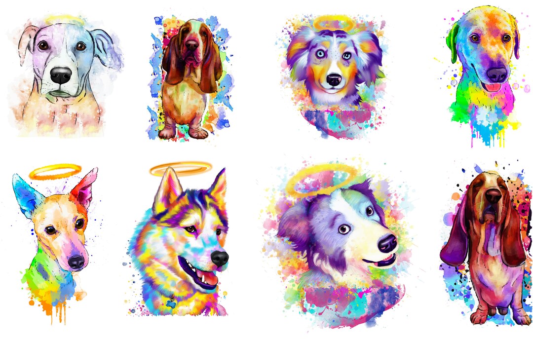 Watercolor Dogs SVG File Dog Bundle Dog Heads Painted - Etsy