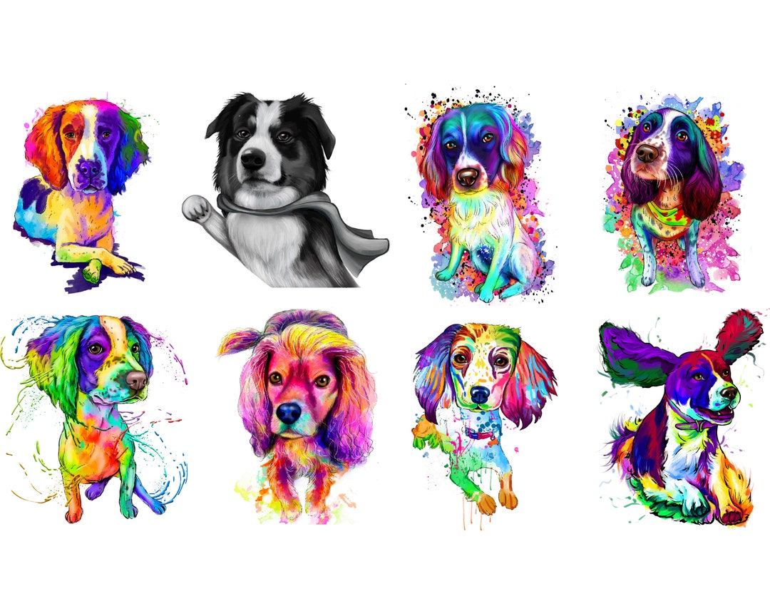 Colorful Dogs SVG File Watercolor Dogs Rainbow Dogs Pet - Etsy