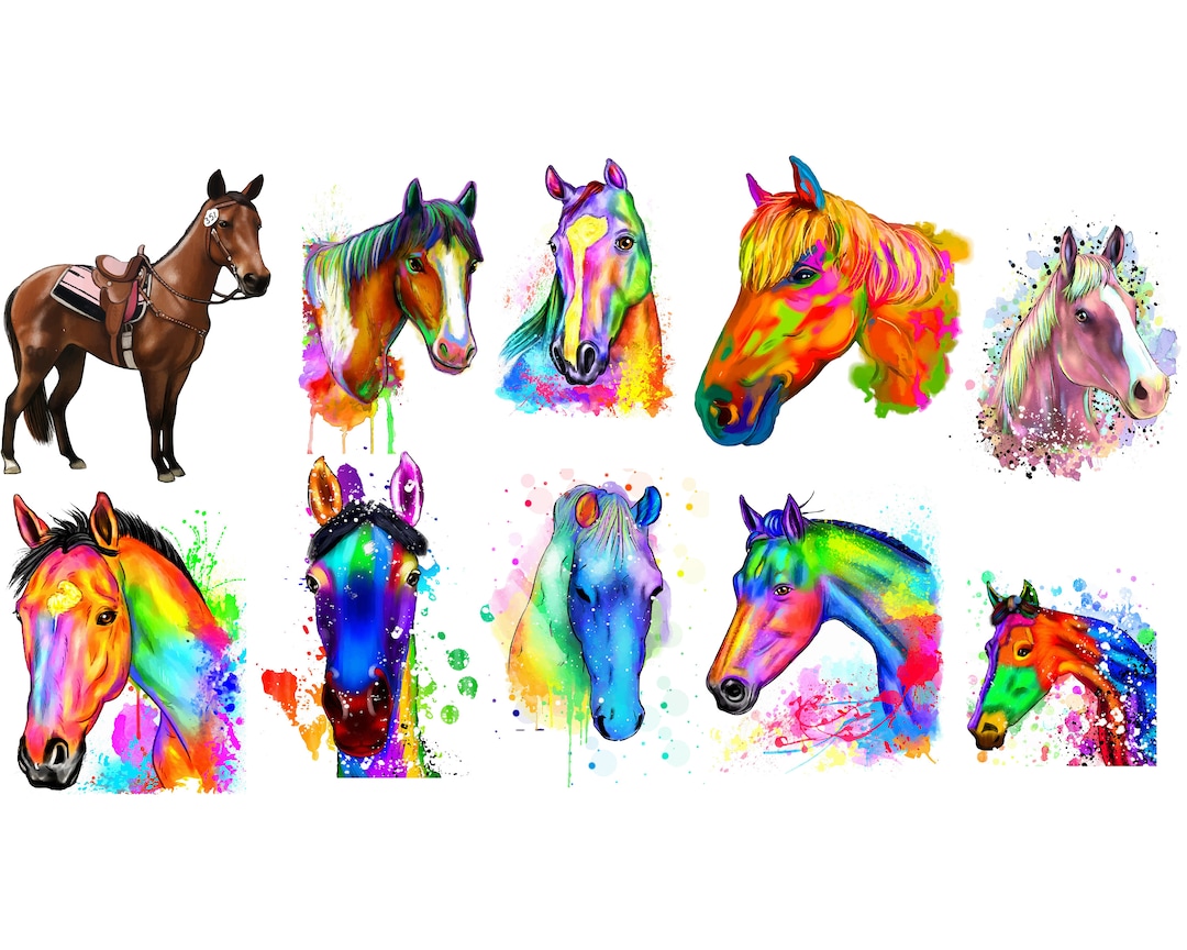 Horse Clipart SVG File Watercolor Horses Colorful Horses - Etsy Ireland