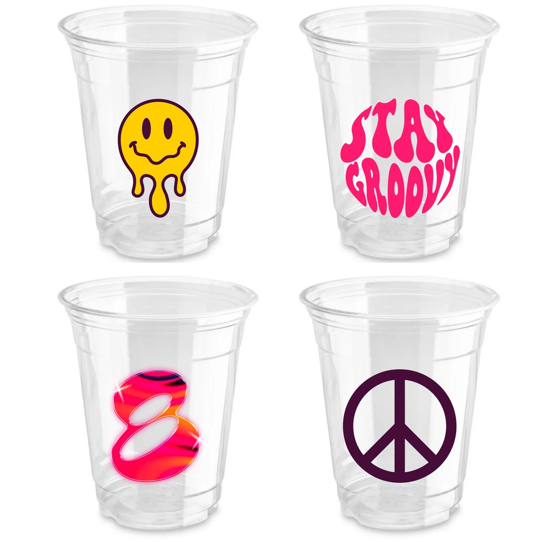 Retro Party Cups 70s Party Groovy Party Cups Smiley Face Cup Birthday ...