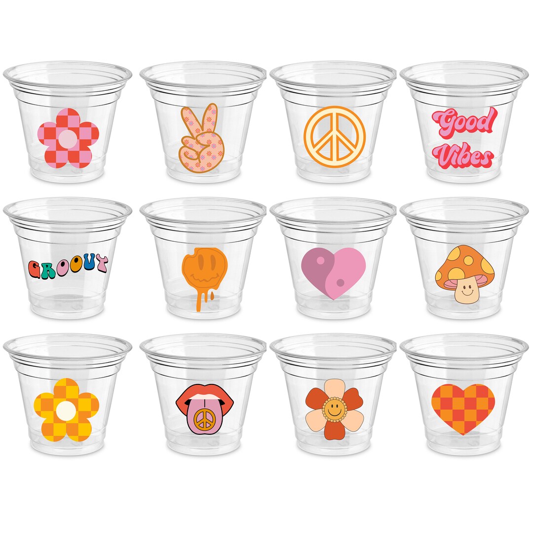 Retro Party Cups 70s Party Groovy Party Cups Smiley Face Cup Birthday ...