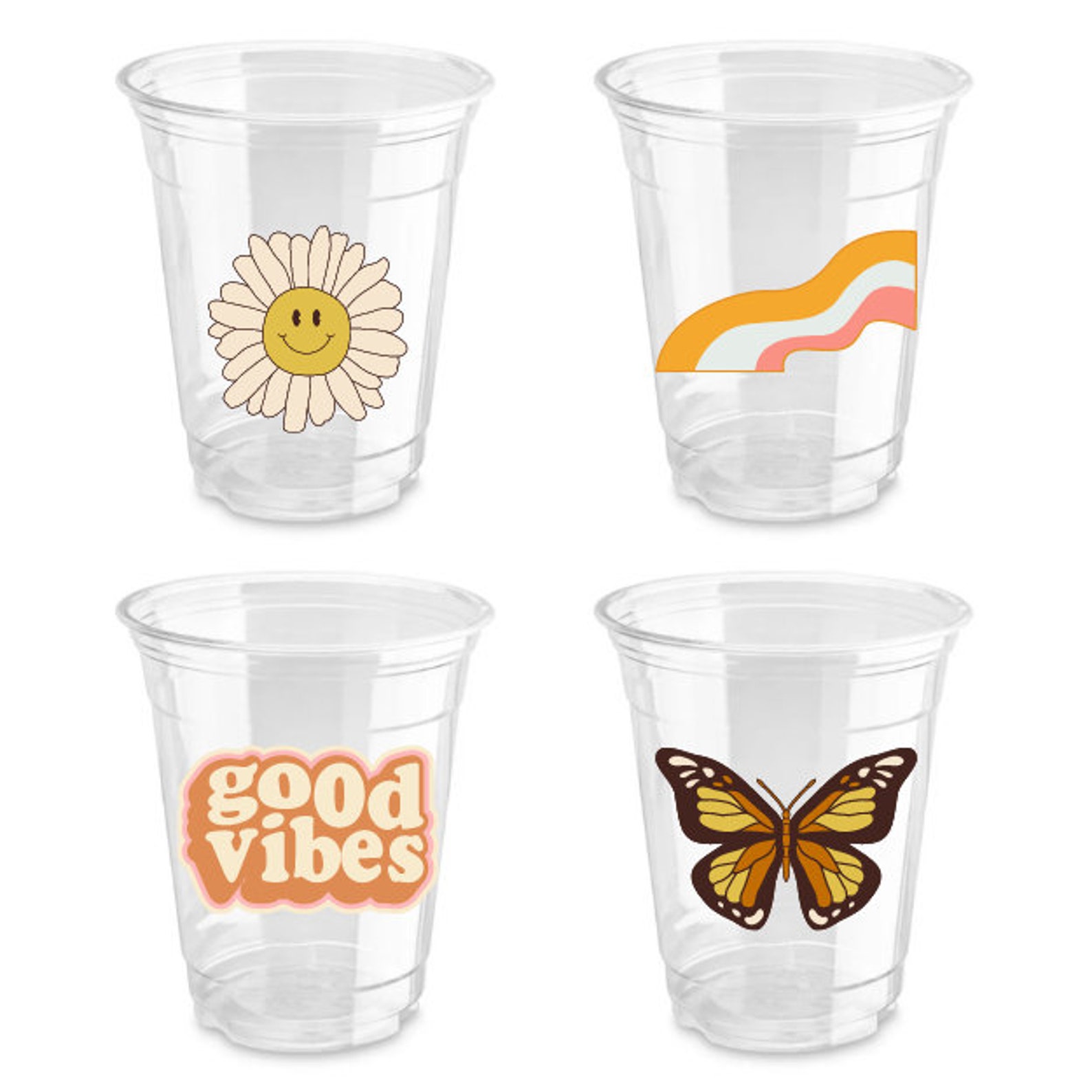 Retro Party Cups 70s Party Groovy Party Cups Smiley Face - Etsy