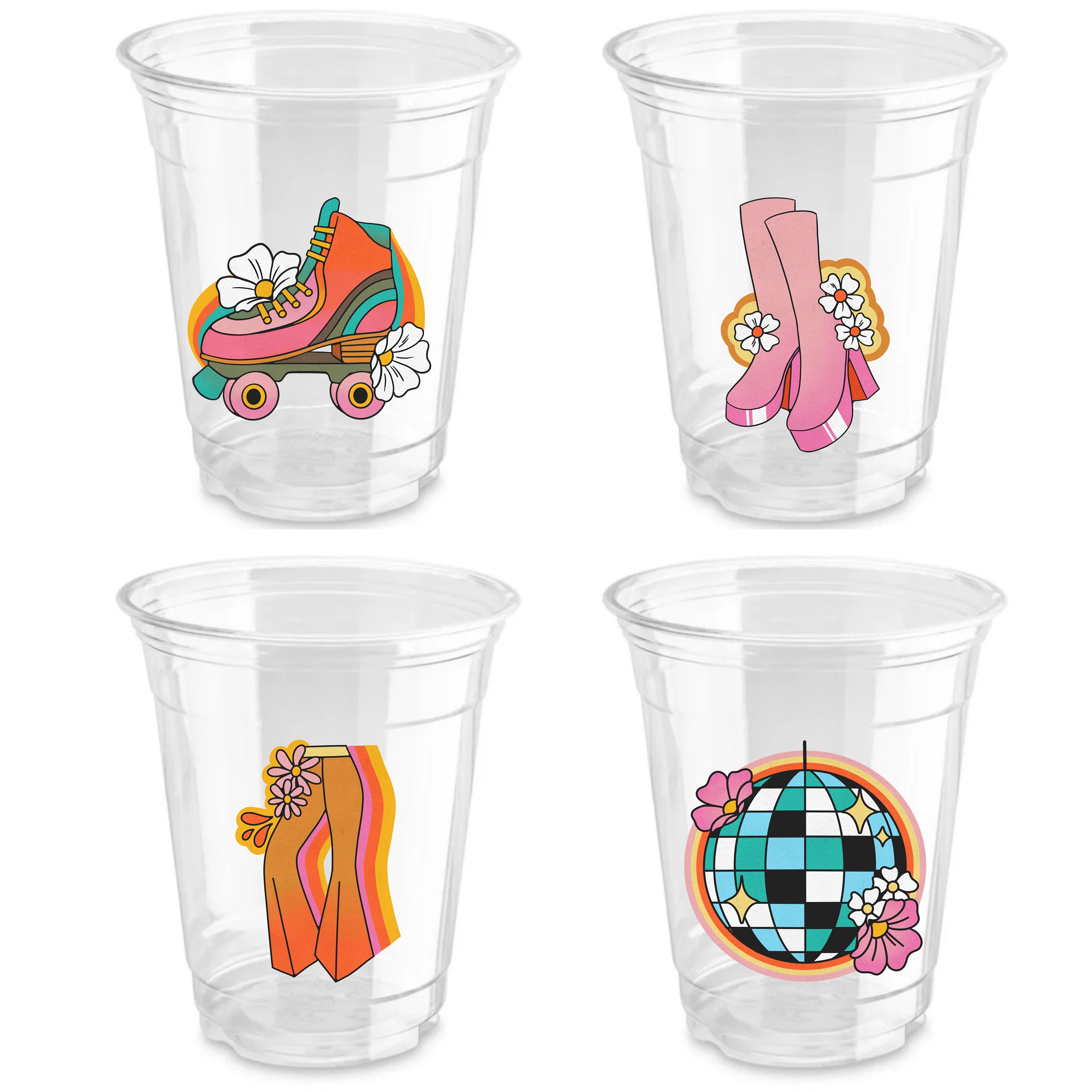 Retro Party Cups 70s Party Groovy Party Cups Smiley Face - Etsy