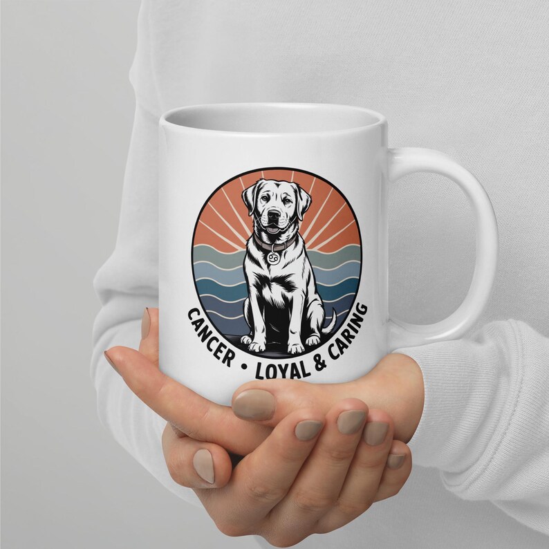 Cancer Labrador Retriever Zodiac Retro Mug: Vintage Poster Water Sign ...