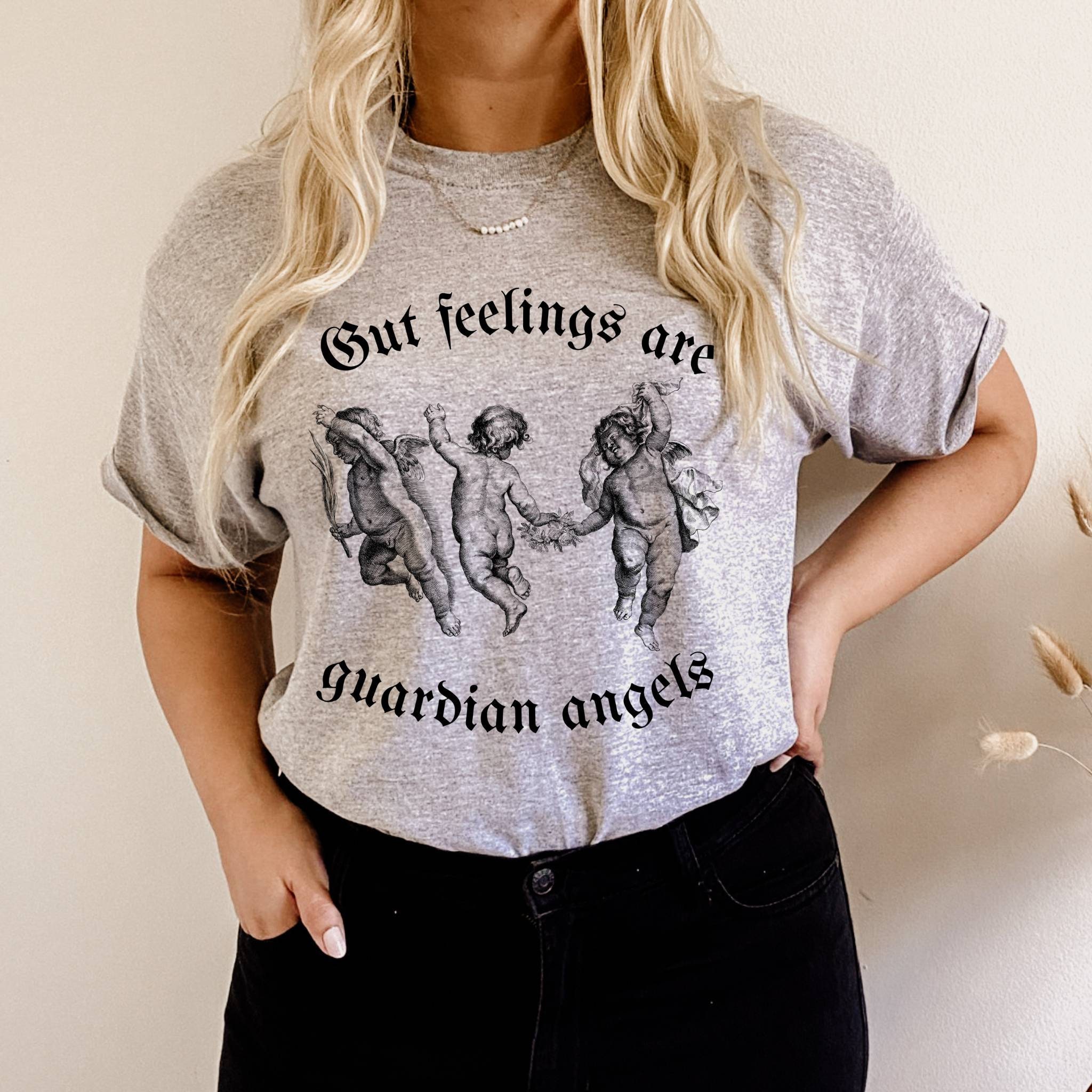 Gut Feelings Are Guardian Angels Graphic Tee Angel Shirt - Etsy