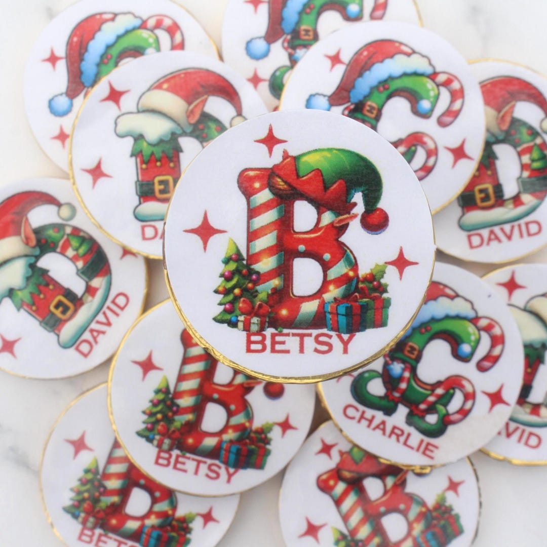 Personalised Elf Chocolate Coins – Set of 5 Milk Chocolate Coins With ...