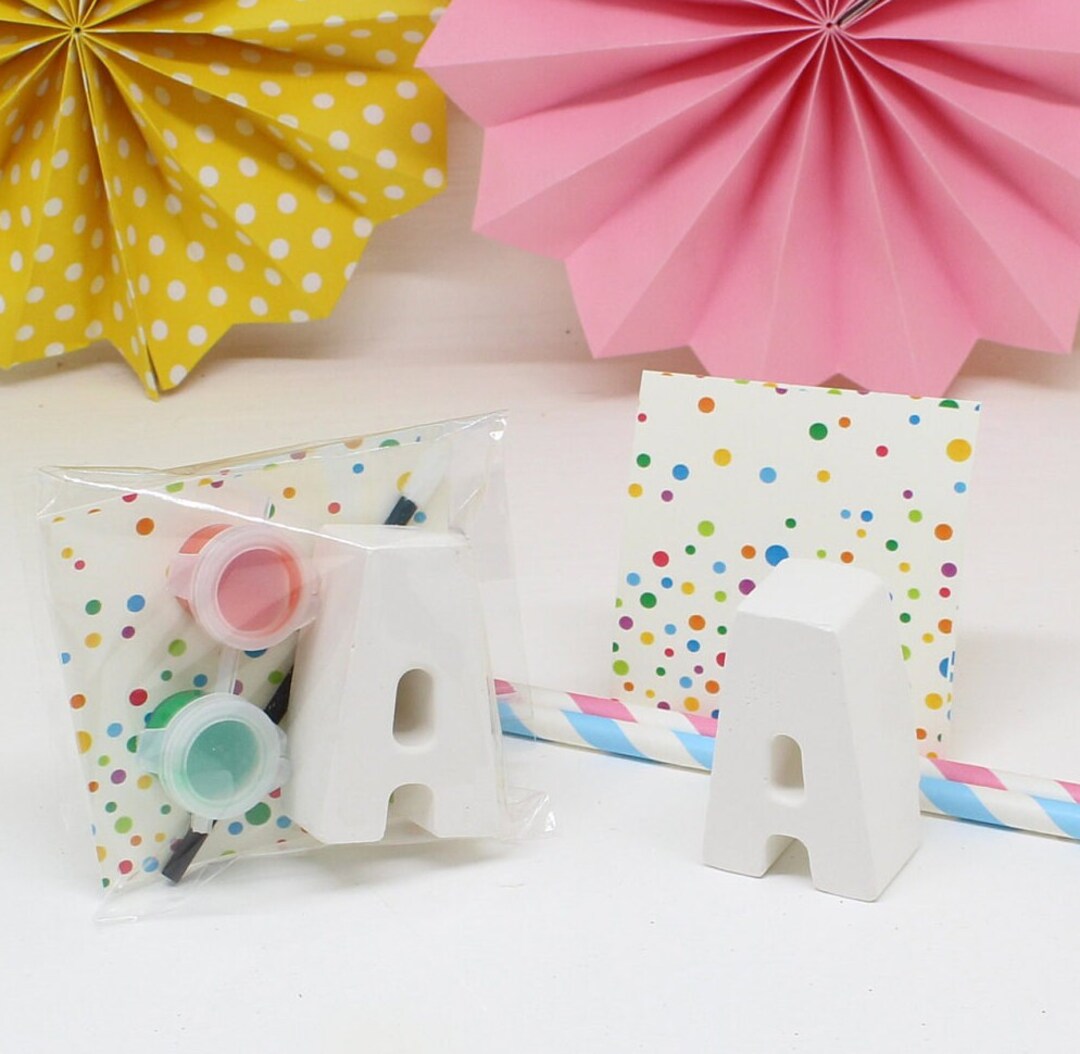 Paint Your Own Initial Party Bags, Teacher Class Gift Plaster of Paris ...