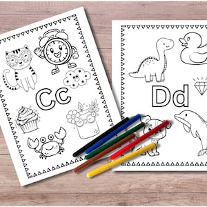 Preschool Worksheet, 26 Easy Bold Coloring Pages, Digital, Printable ...