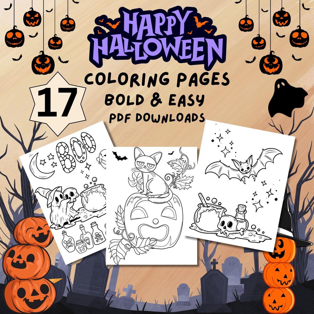 17 Halloween Coloring Pages for Kids and Adults, Printable Coloring ...