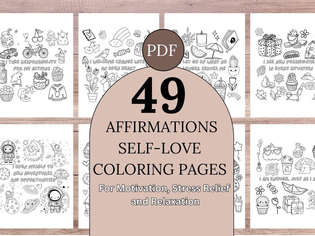 49 Affirmation Coloring Pages, Affirmation Cards Digital Printable ...