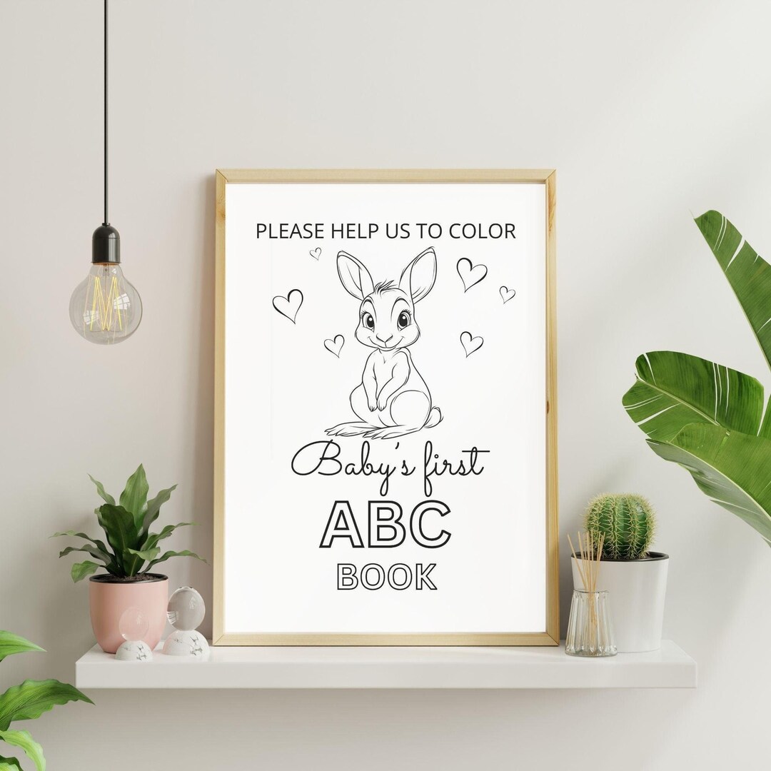 ABC Book Baby Shower Coloring Book, PDF, Instant Download, Baby Shower ...