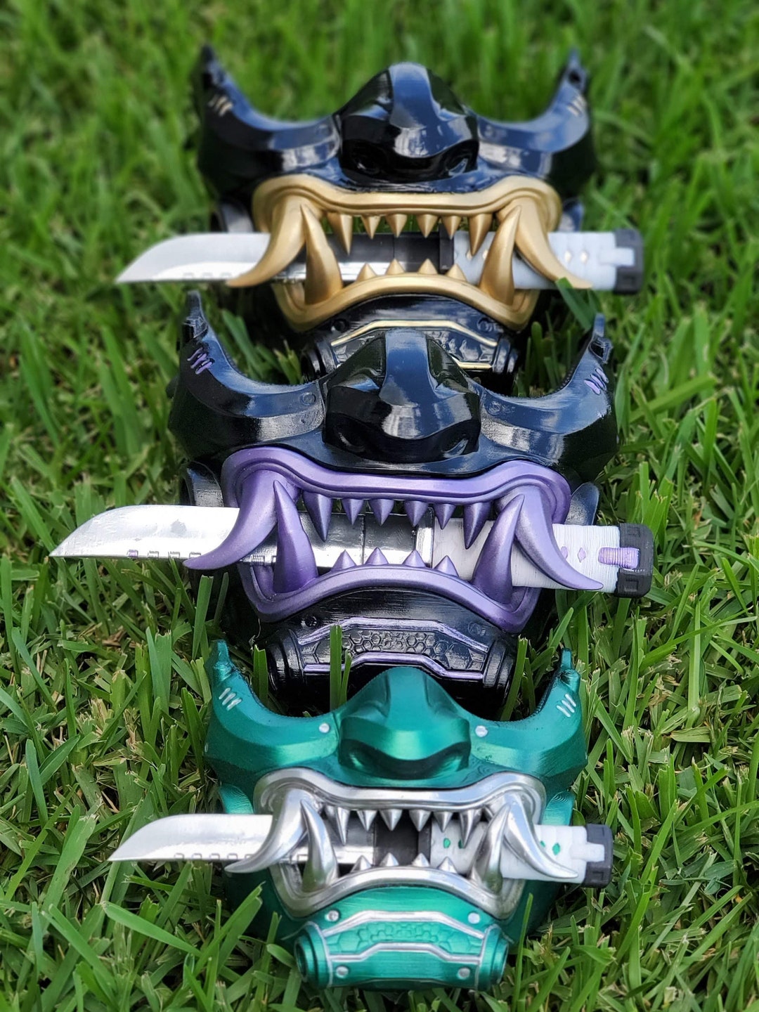 Japanese Half Mask Oni Demon Mask 3D Printed Samurai Mask - Etsy