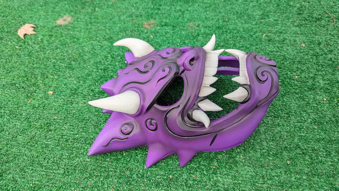 Gengar Void Grin Oni Mask | Shadow Demon Menpo | Hand-finished Horror ...
