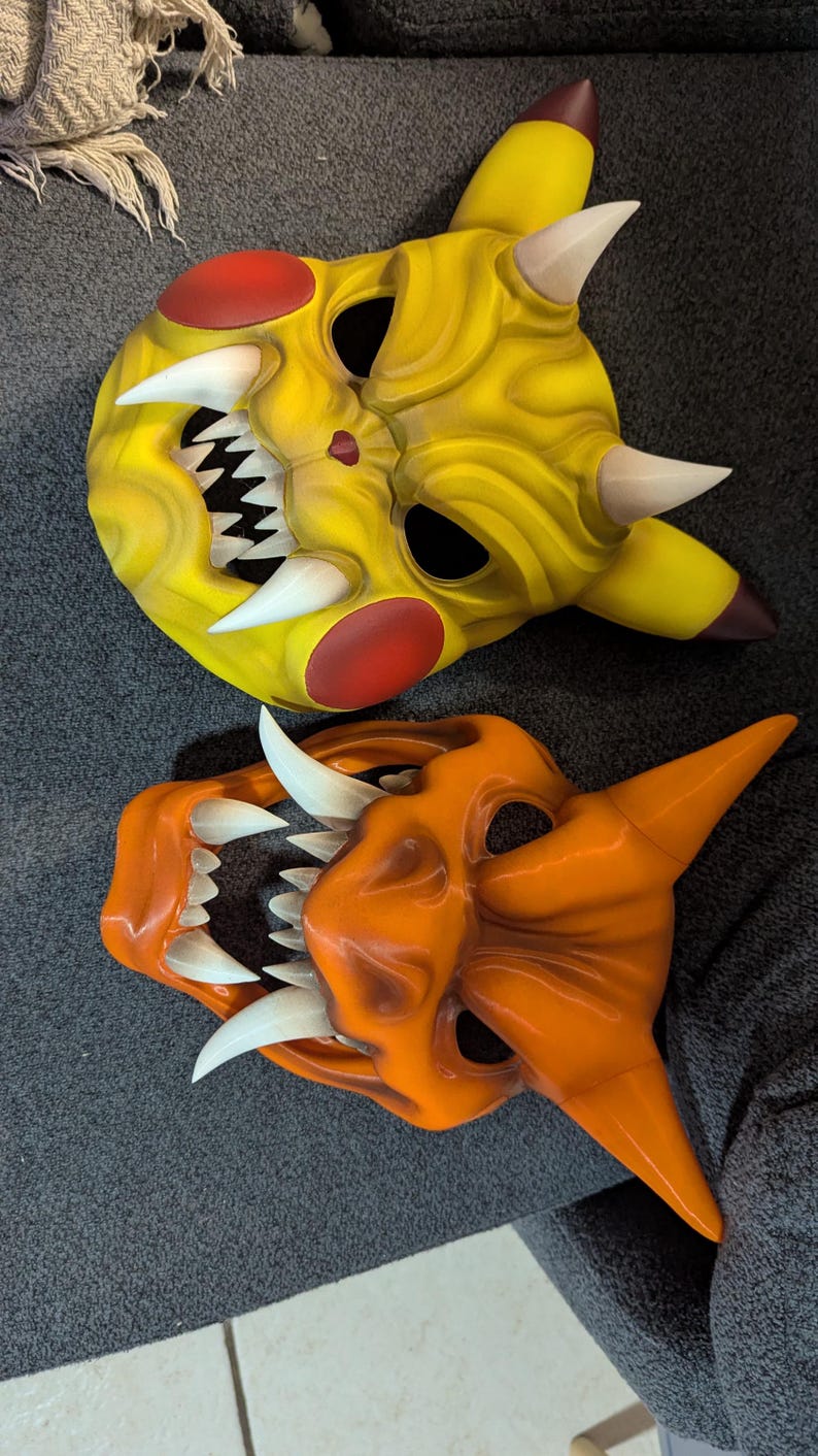 Thunder Ravager Oni Mask | Electric Demon Menpo | Hand-finished Horror ...