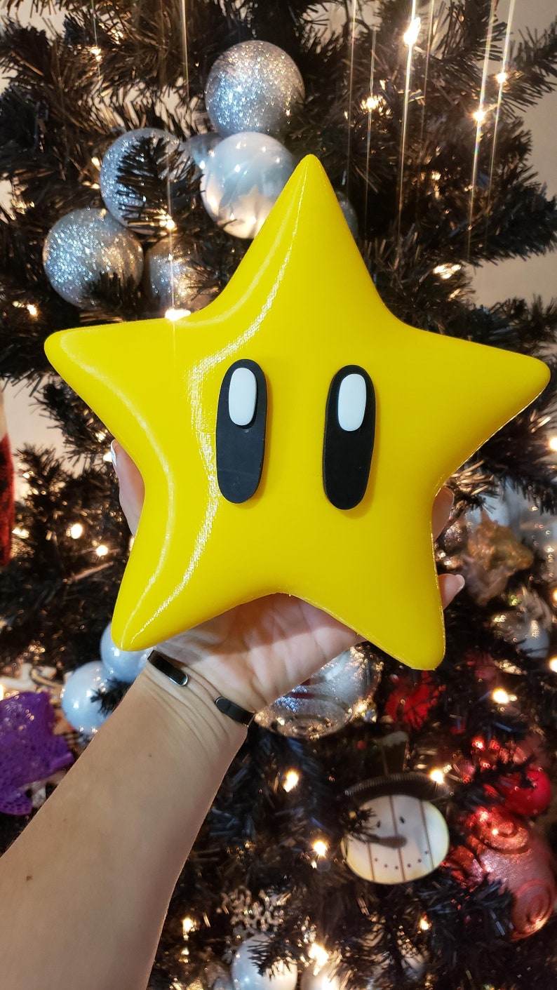 3D Printed Super Mario Star Christmas Tree Topper Mario Power up Best ...