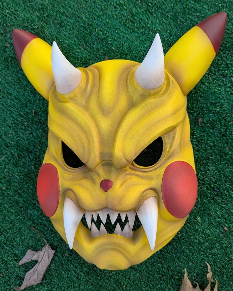 Thunder Ravager Oni Mask | Electric Demon Menpo | Hand-finished Horror ...