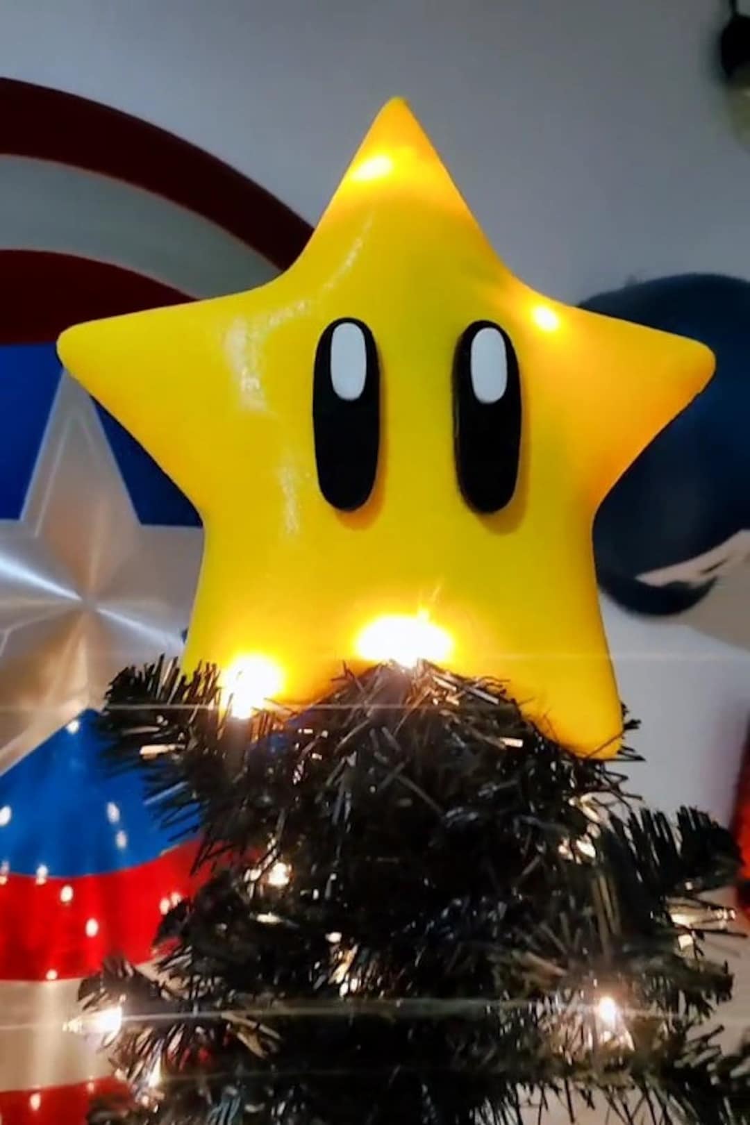 3D Printed Super Mario Star Christmas Tree Topper Mario Power up Best ...