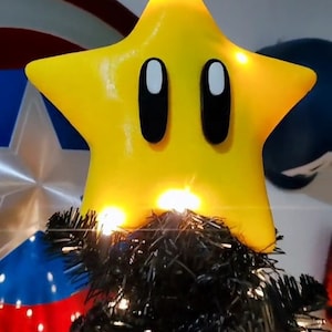 3D Printed Super Mario Star Christmas Tree Topper Mario Power up Best ...