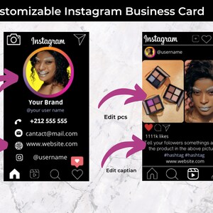 Diy Instagram Profile Business Cards Canva Template, Business Card ...