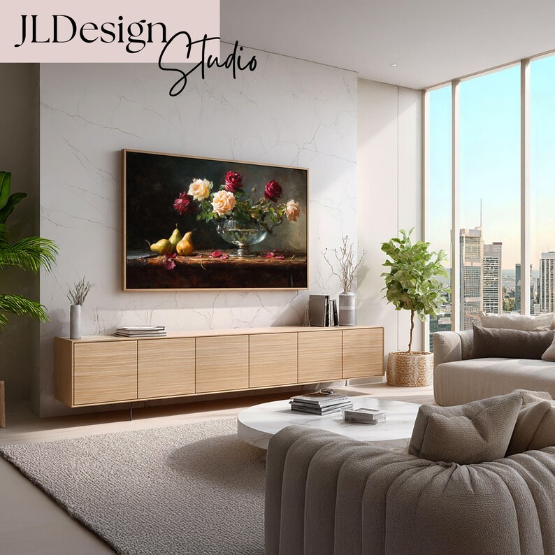 Vintage Floral Still Life Frame TV Art | Moody Oil Painting | Samsung ...