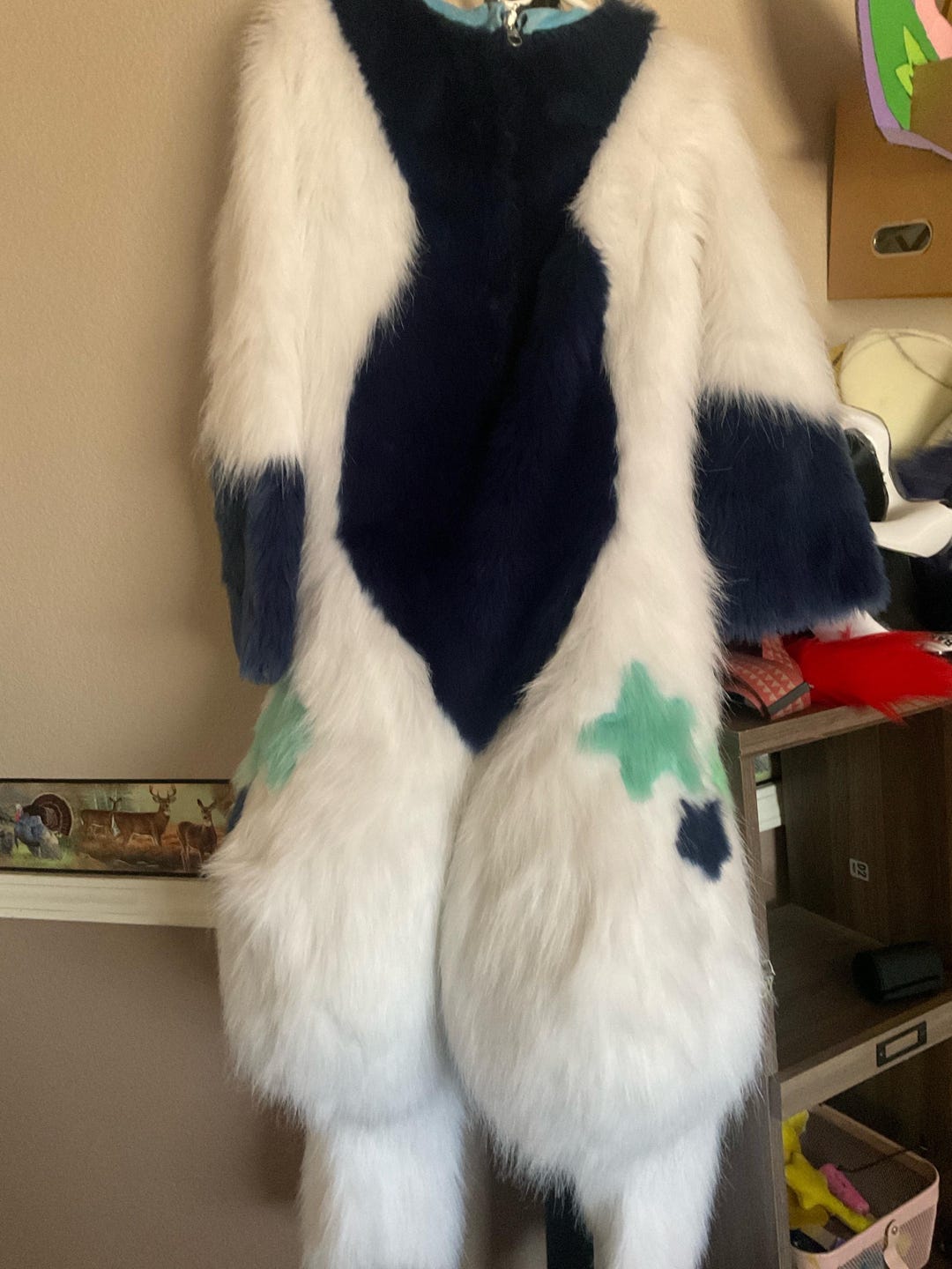 Traje de cuerpo completo fursuit azul peludo - Etsy España