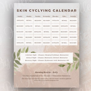 Skin Cycling Calendar (instant Digital Download) - Skin Cycle Guide Chart Plan, Cheat Sheet ...