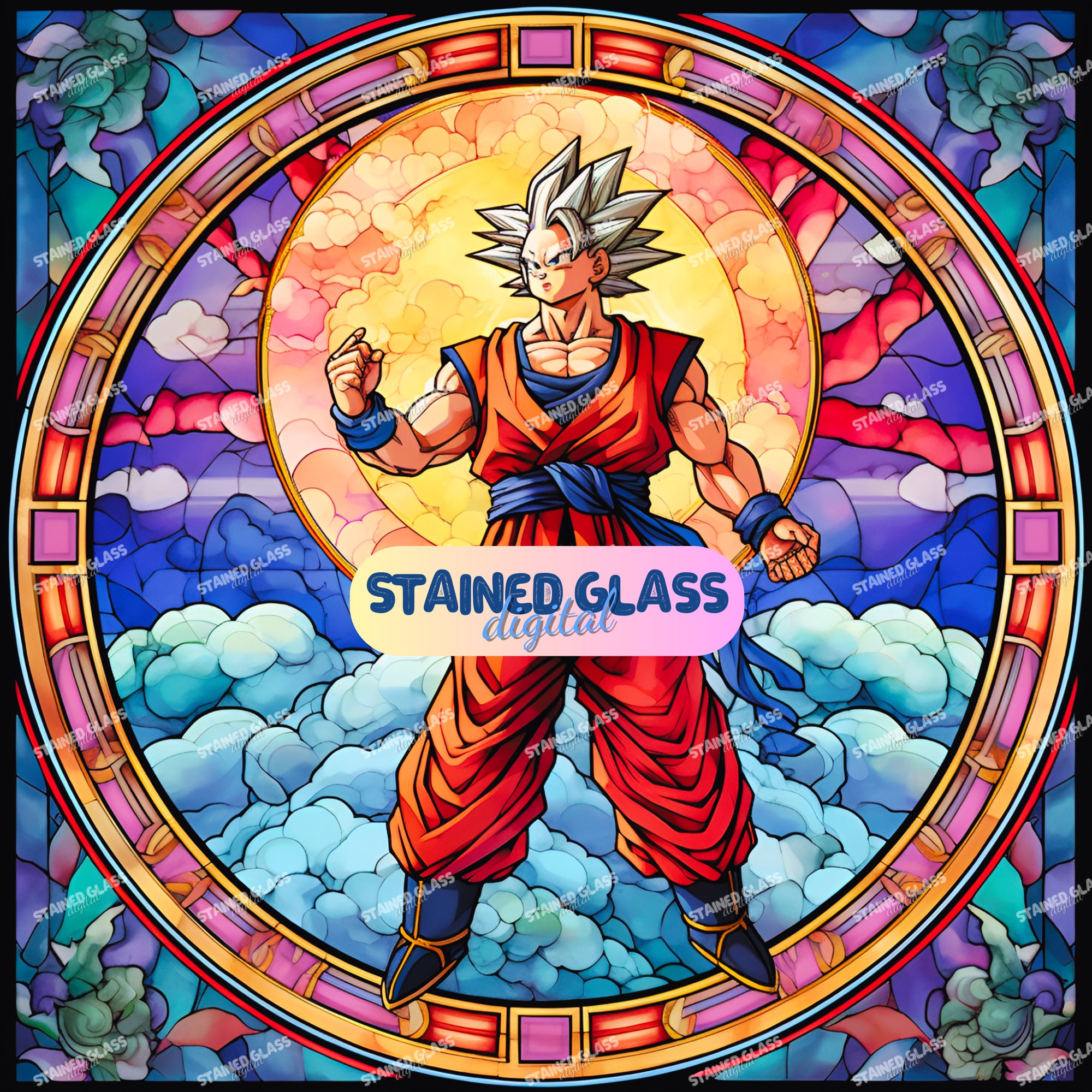 Anime Character Stained Glass Sublimation Png Stained Glass Etsy