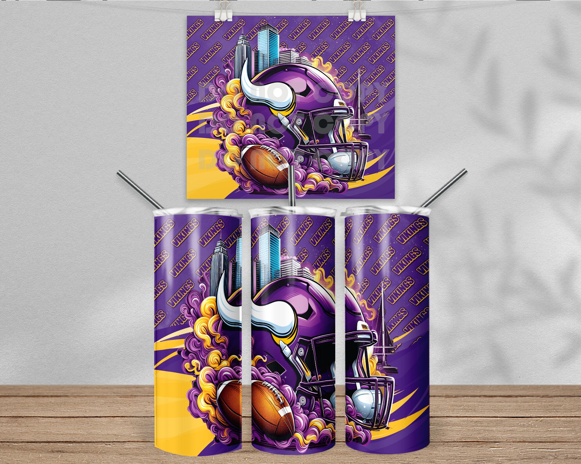 Viking 20oz Skinny Tumbler Wrap PNG, Sport 20oz Tumbler PNG, Football ...