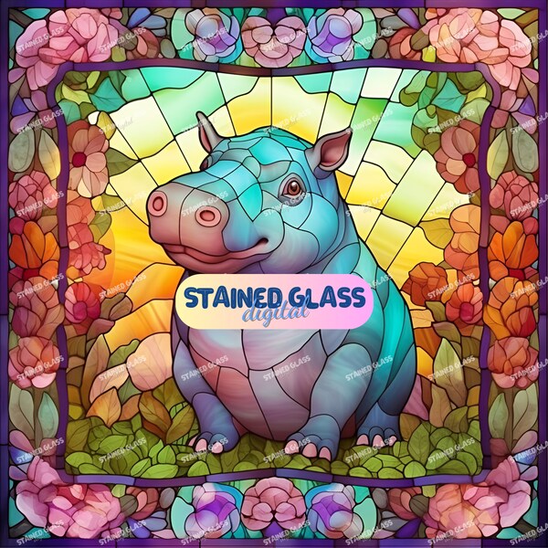 Stained Glass Hippopotamus - Etsy