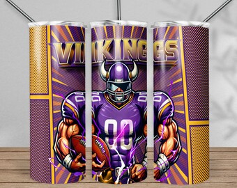 Viking 20oz Skinny Tumbler Wrap Football Tumbler Design 20oz Skinny ...