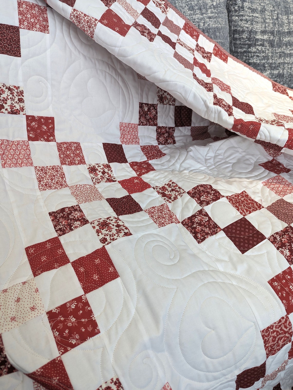 Handmade Red & White Double Irish Chain Quilt - Etsy
