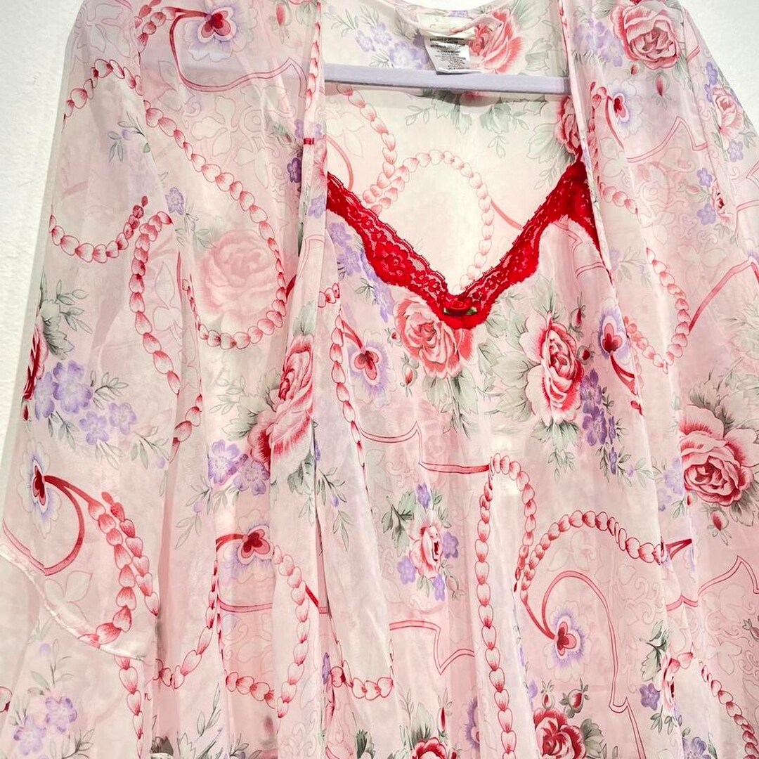 Sheer Floral Negligee Top Robe Set - Etsy