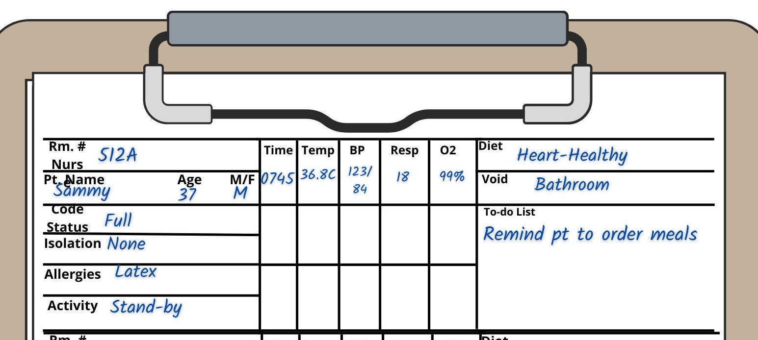 Simple CNA/PCA Report Sheet 8 Patients Shift Report Vitals - Etsy Australia