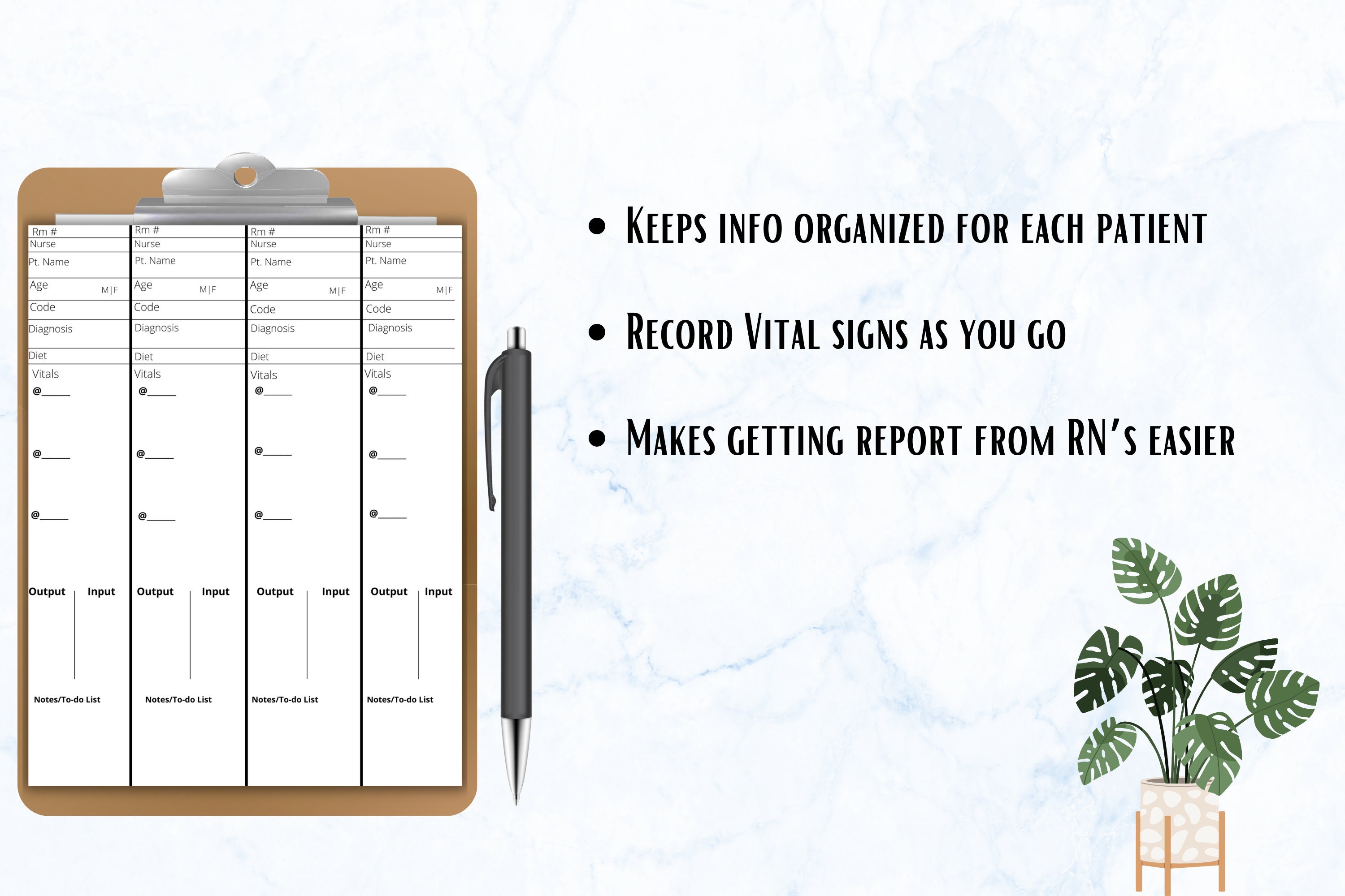 Nurse Assistant Report Sheet, CNA Brain Sheet, PCA Shift Tracker ...