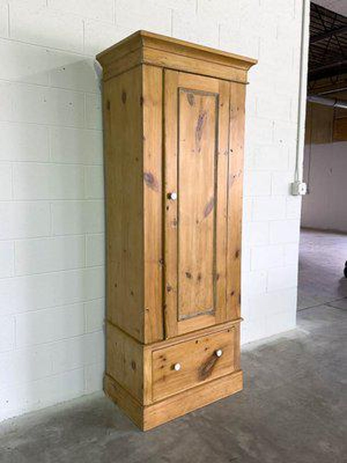 Simple Antique Pine Single Wardrobe - Etsy