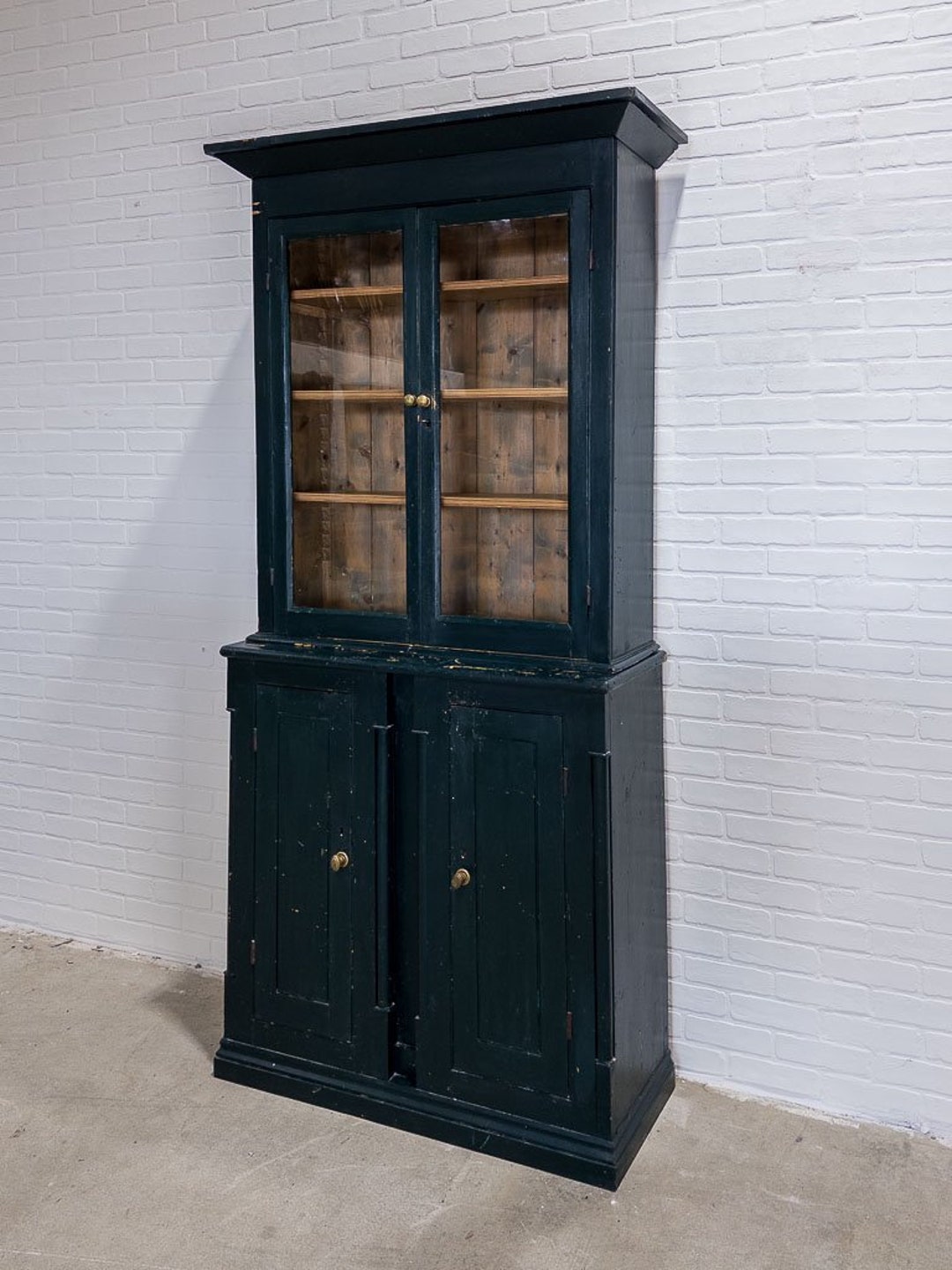 Antique Pine Cabinet in Chippy Green Paint - Etsy