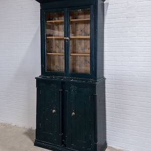 Antique Pine Cabinet in Chippy Green Paint - Etsy